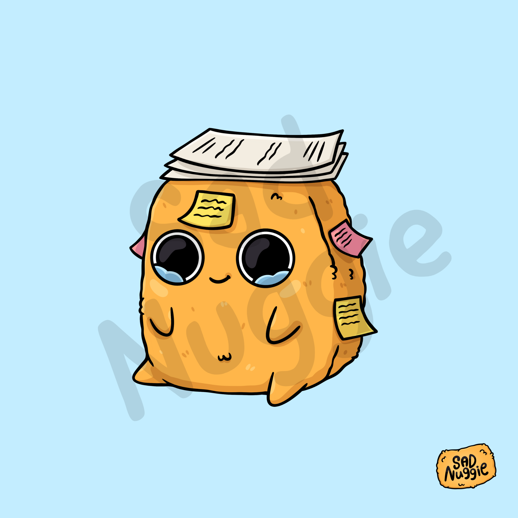 Stressed Sad Nuggie Sticker