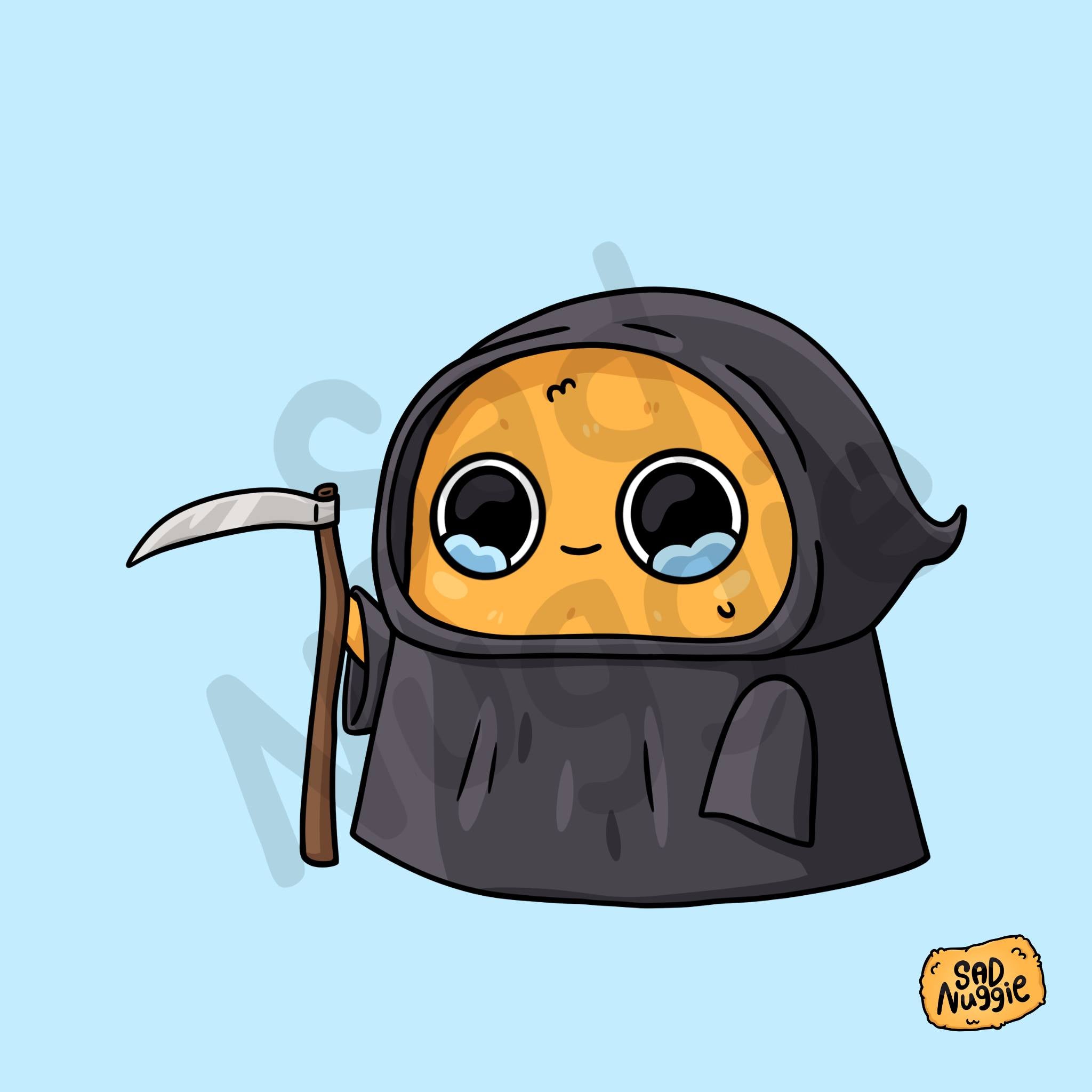 Grim Reaper Sad Nuggie Sticker